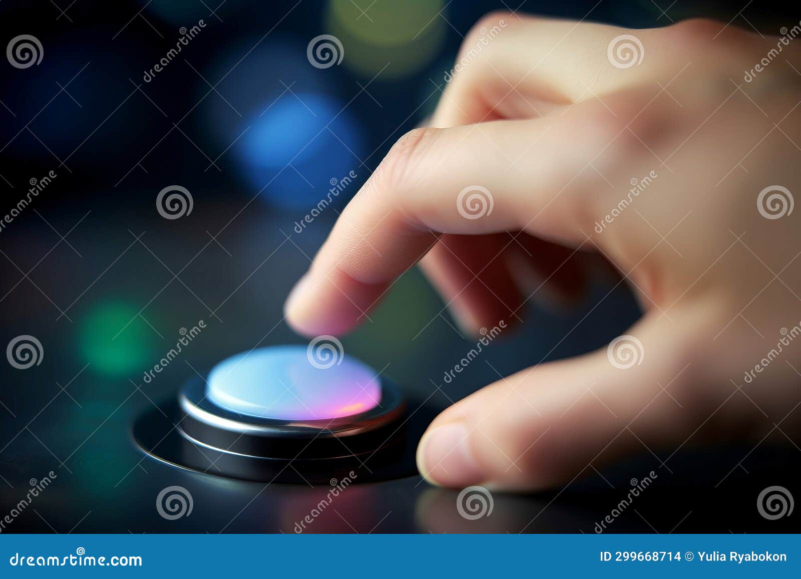 Hand Pushes the Illuminated Button. Generate Ai Stock Illustration ...