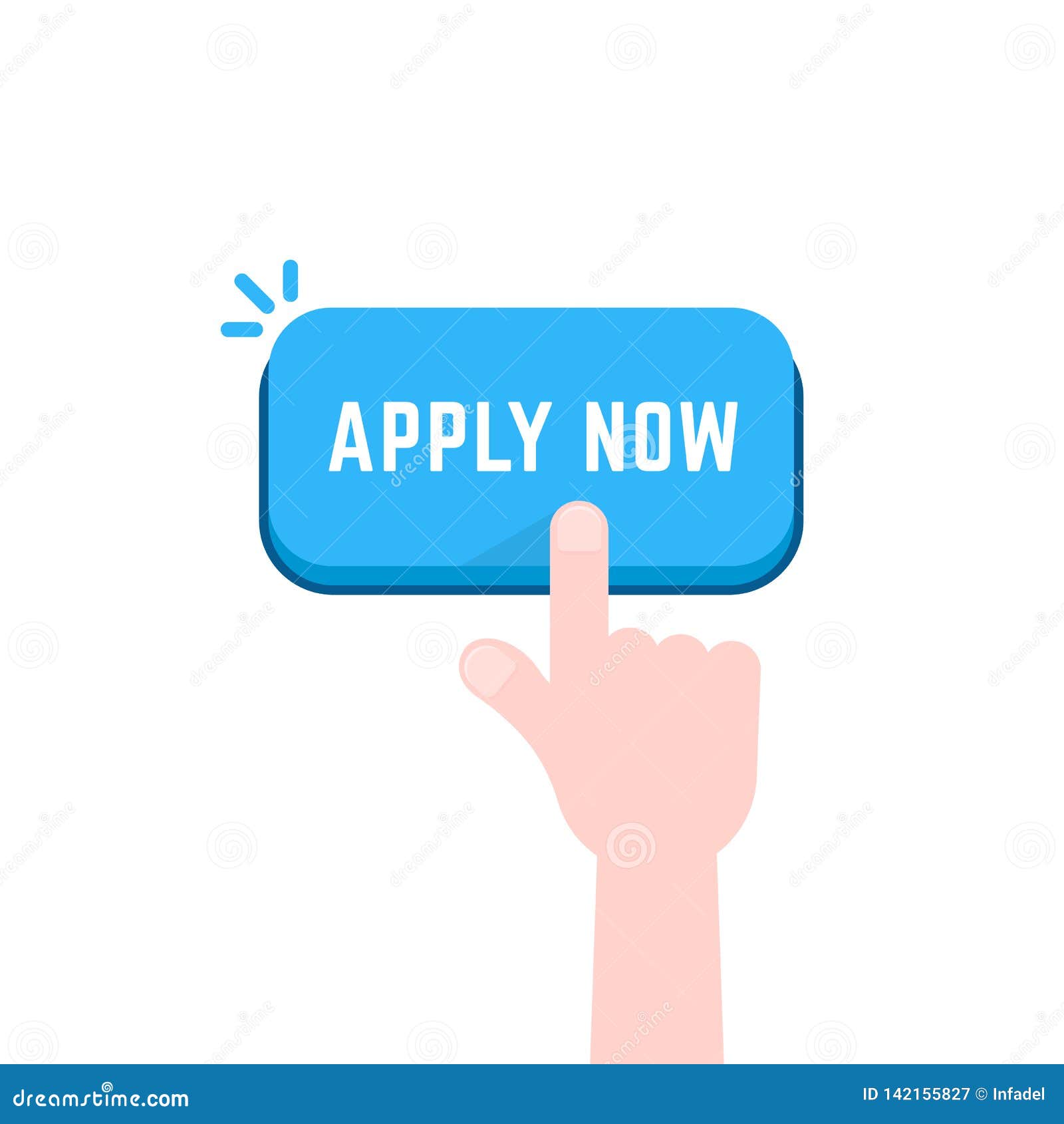 Hand Pushing on Apply Now Button Stock Vector - Illustration of button ...