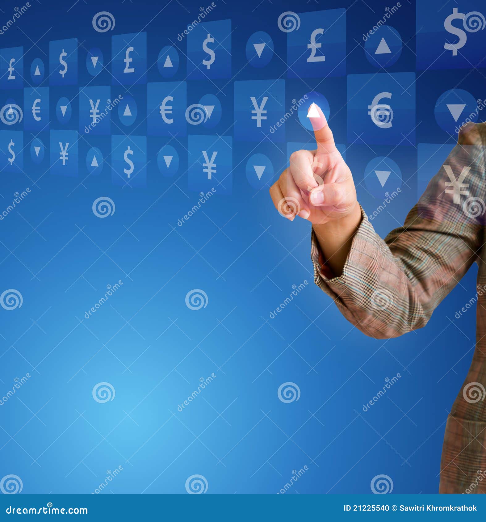 Hand Pushing on a Button Money Touch Screen Stock Photo - Image of ...