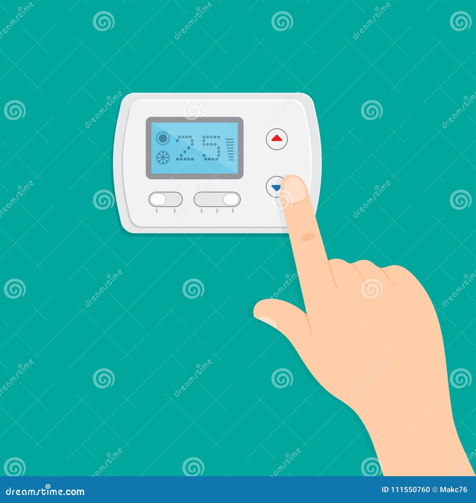 Hand is Pushing Button To Climate Control Panel Stock Vector ...