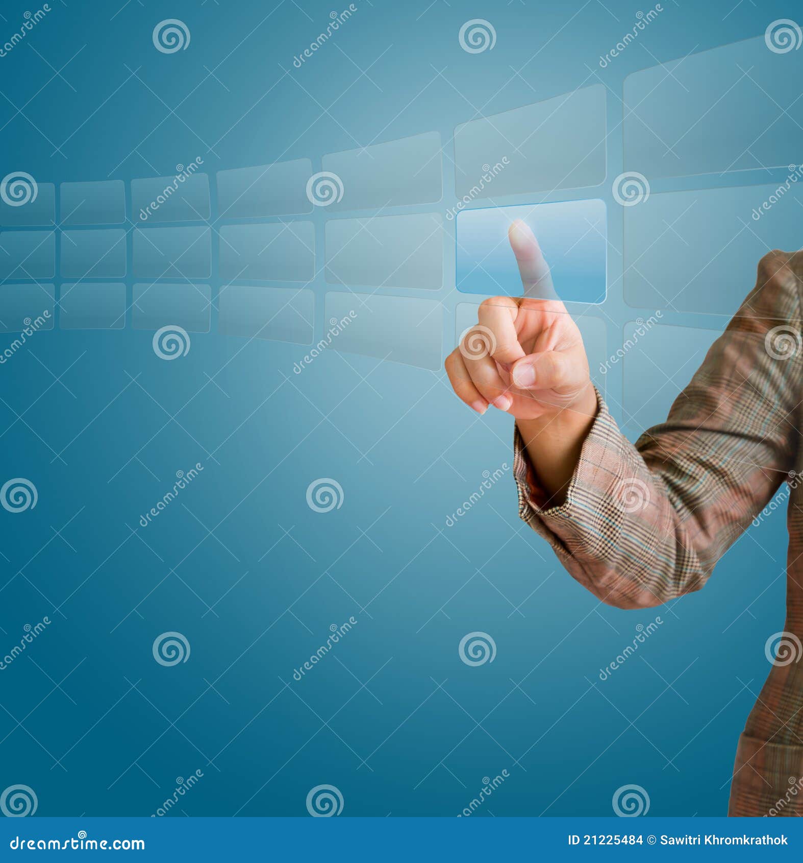 Hand Pushing a Button on a Touch Screen Stock Photo - Image of ...