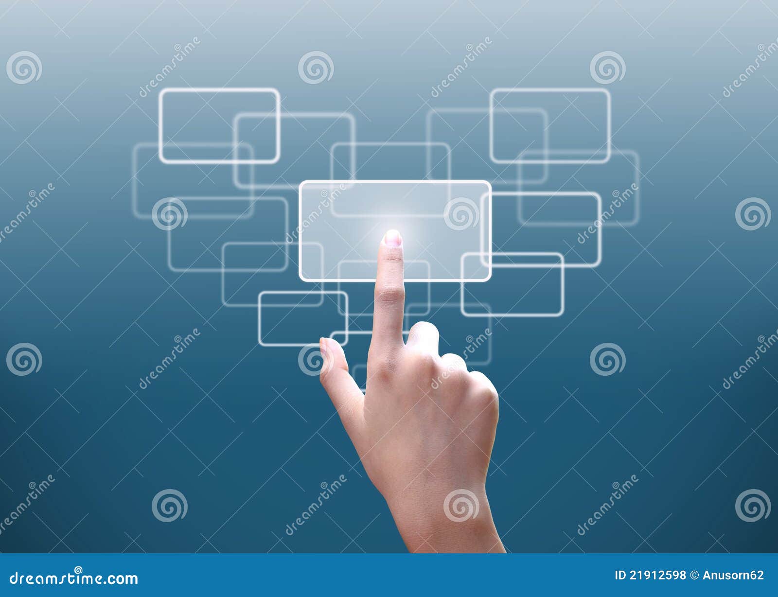 Hand Pushing Button on Touch Screen Stock Illustration - Illustration ...