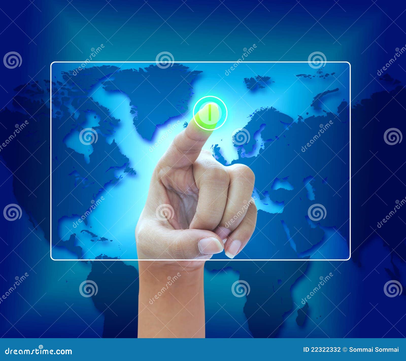 Hand Pushing a Button on a Touch Screen Stock Photo - Image of advanced ...