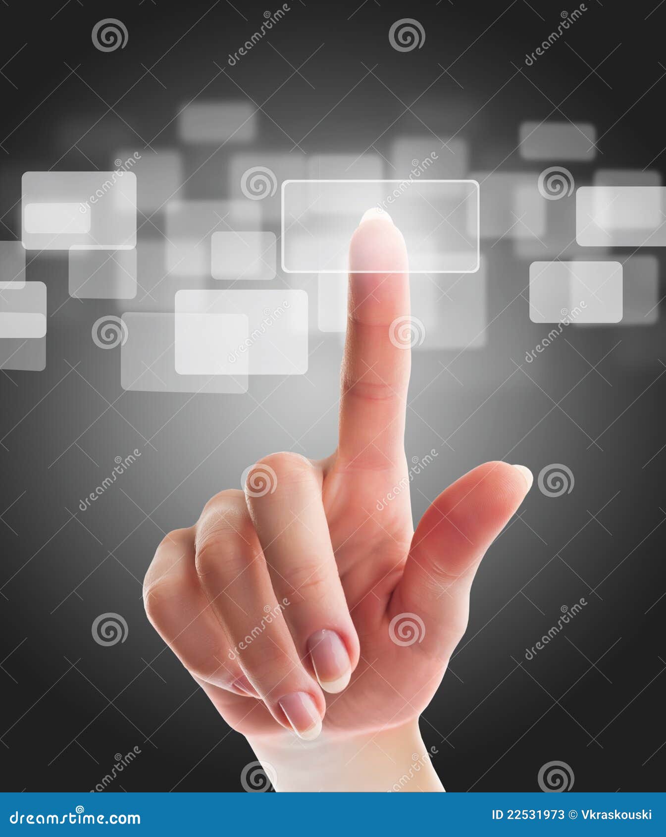 Hand Pushing a Button on a Touch Screen Stock Image - Image of digital ...