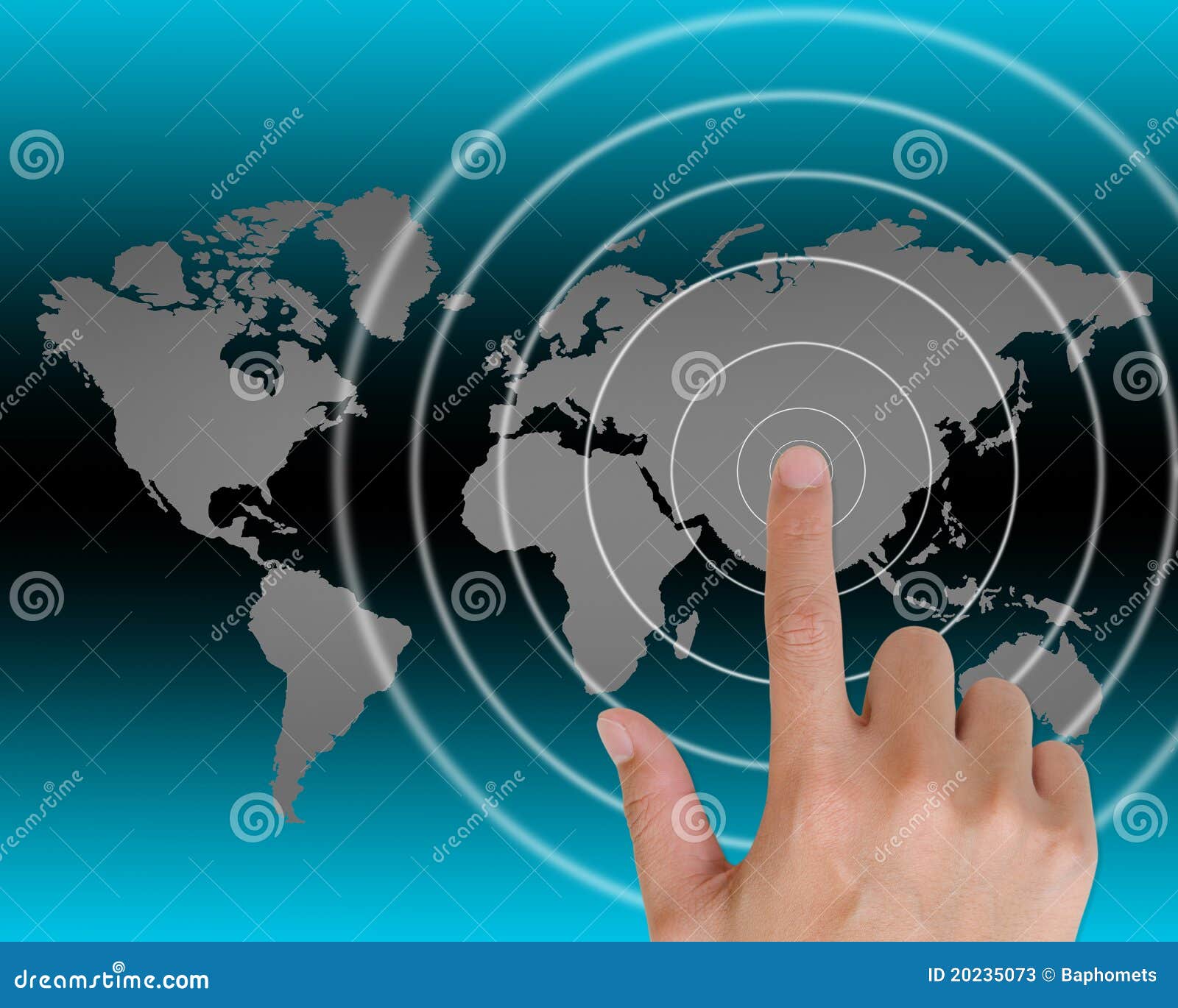 Hand Pushing a Button on a Touch Screen Interface Stock Image - Image ...