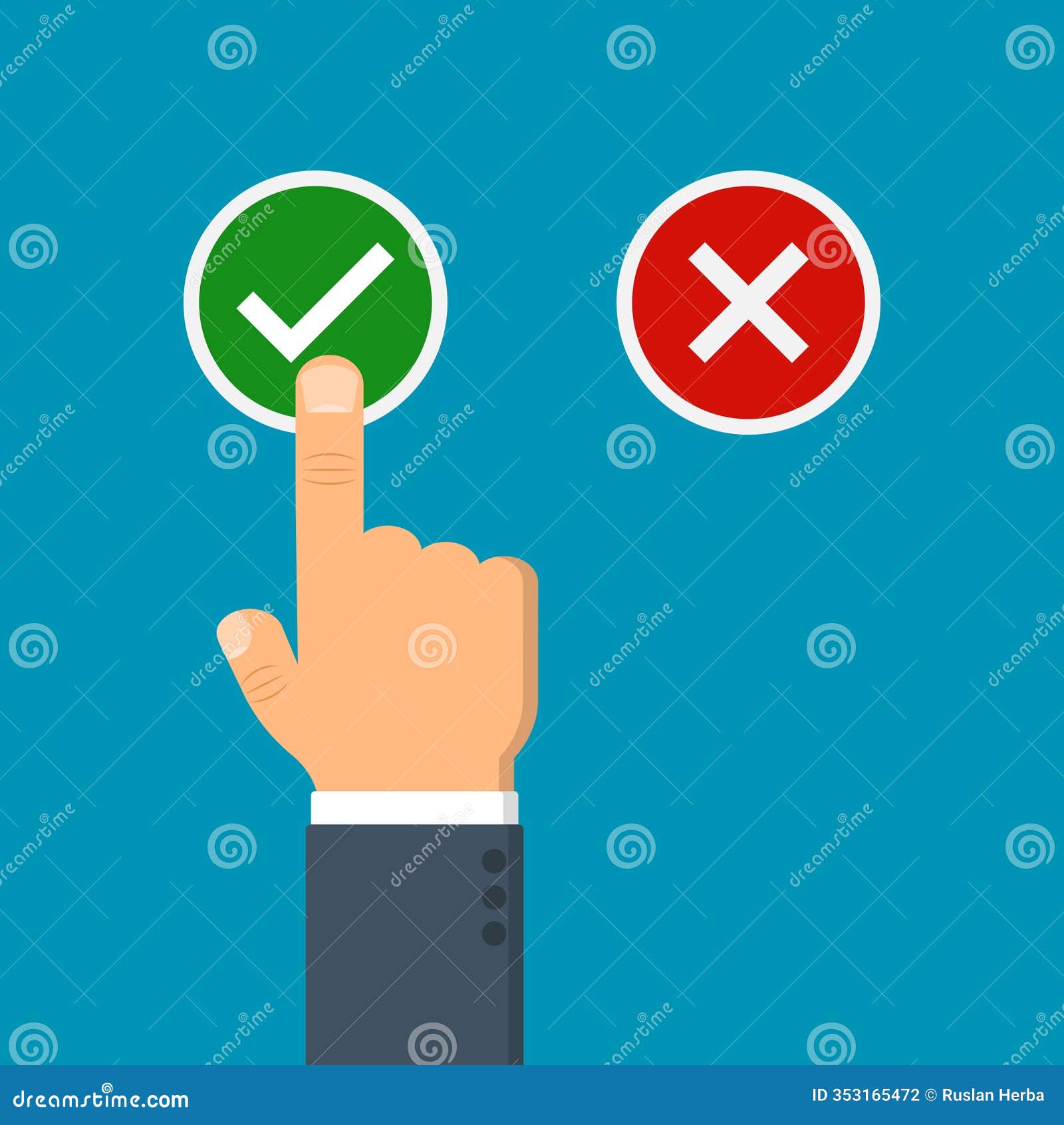 Hand With False, Reject Sign. Flat Isometric Icon Or Logo. Vector ...