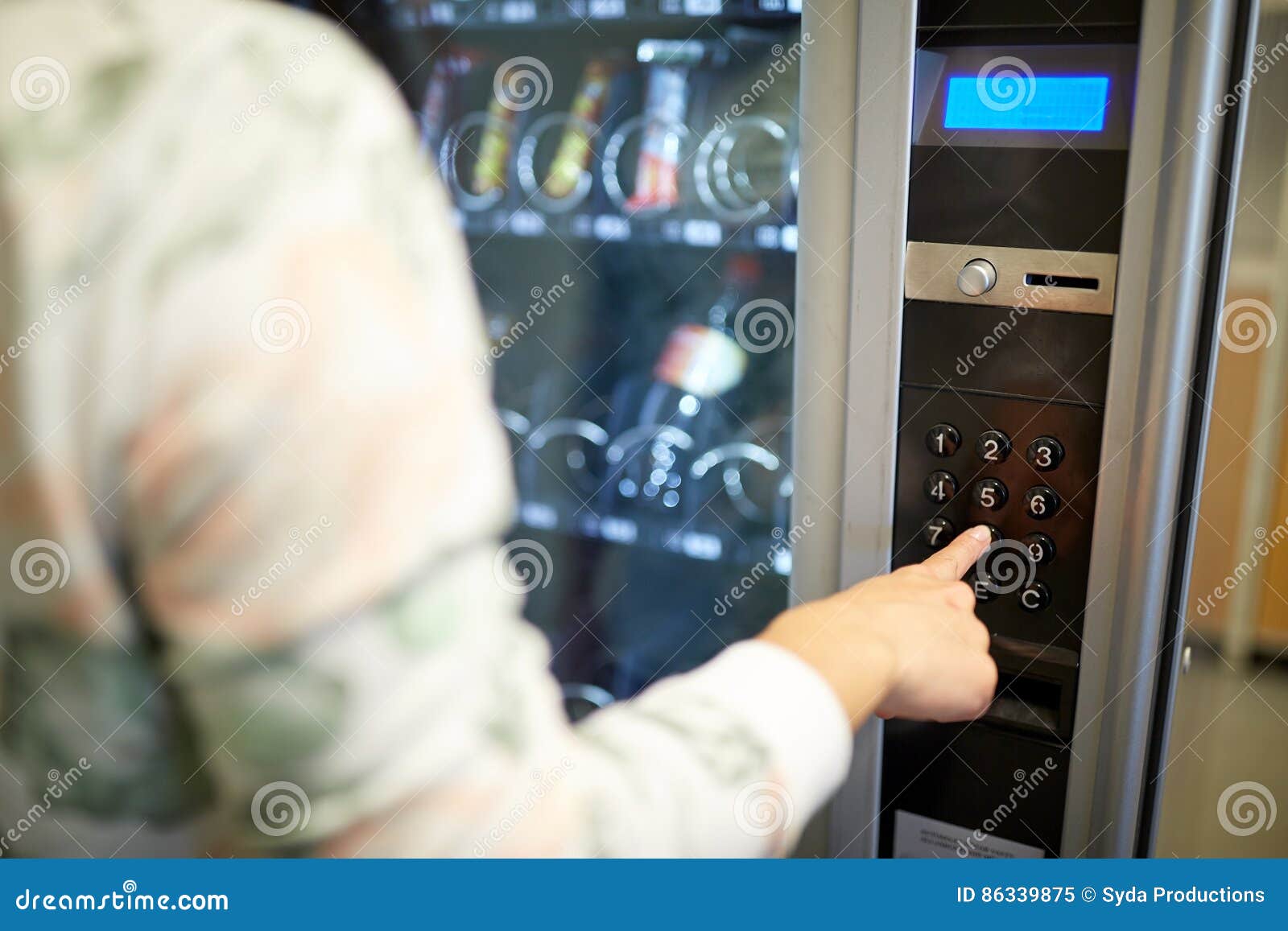 Hand Pushing Button on Vending Machine Keyboard Stock Image - Image of ...