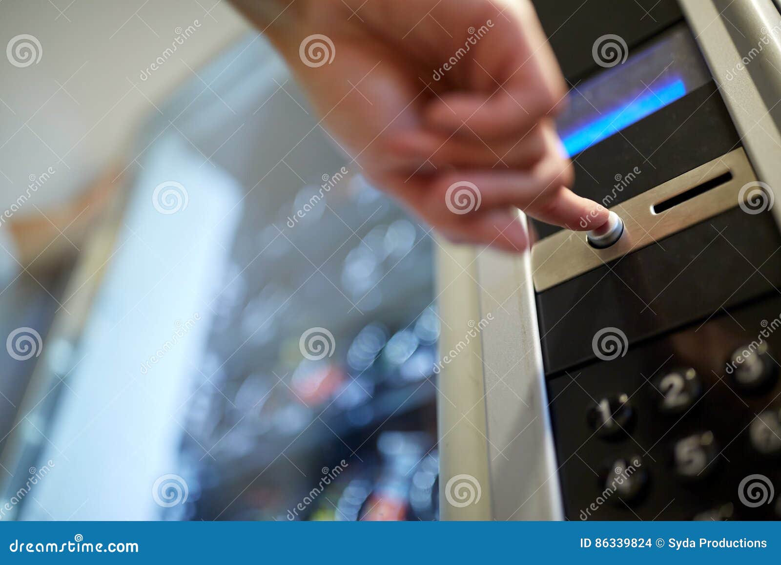 Hand Pushing Button on Vending Machine Stock Photo - Image of ...
