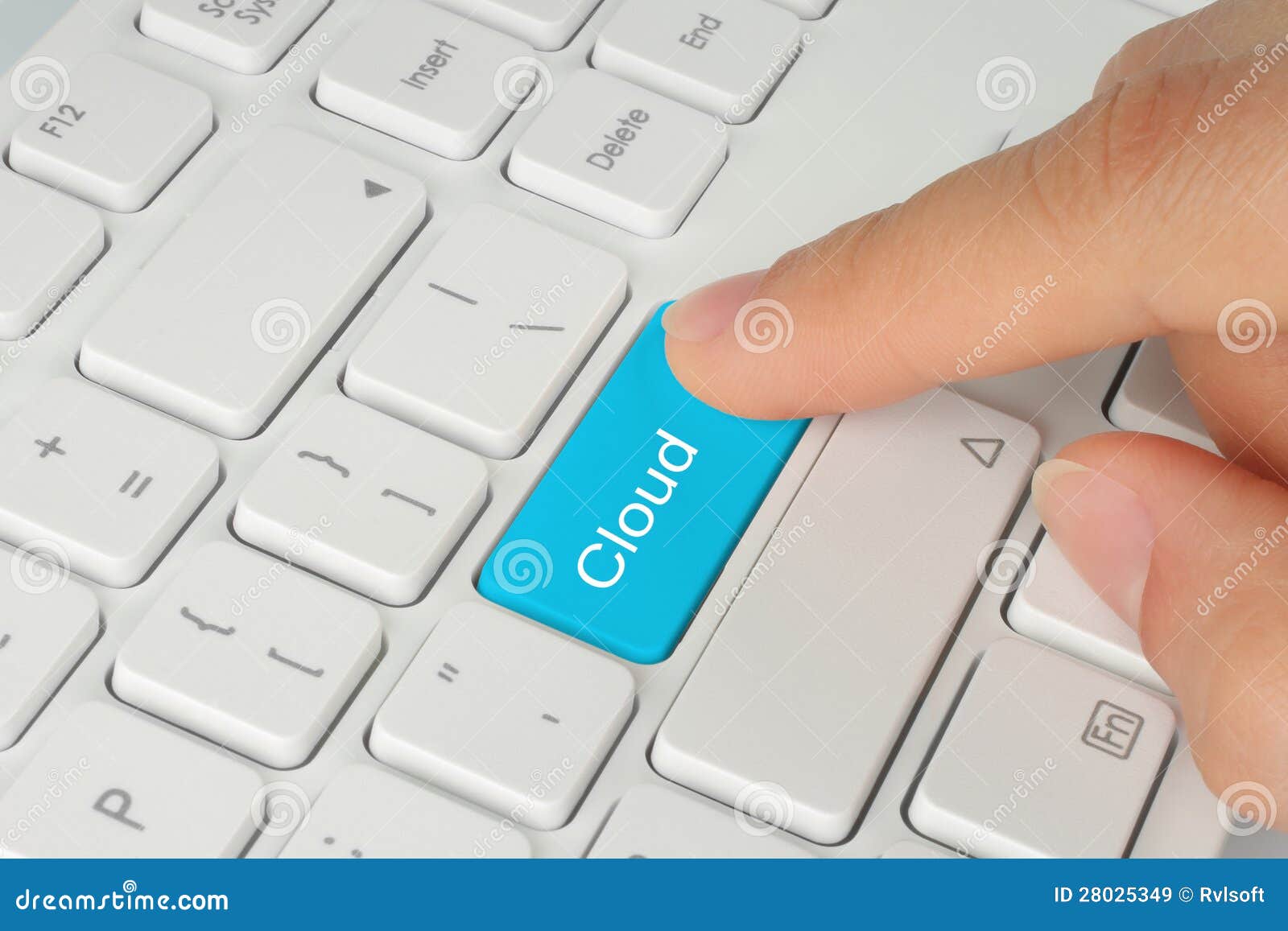 Hand Pushing Cloud Computing Button Stock Image - Image of hand ...