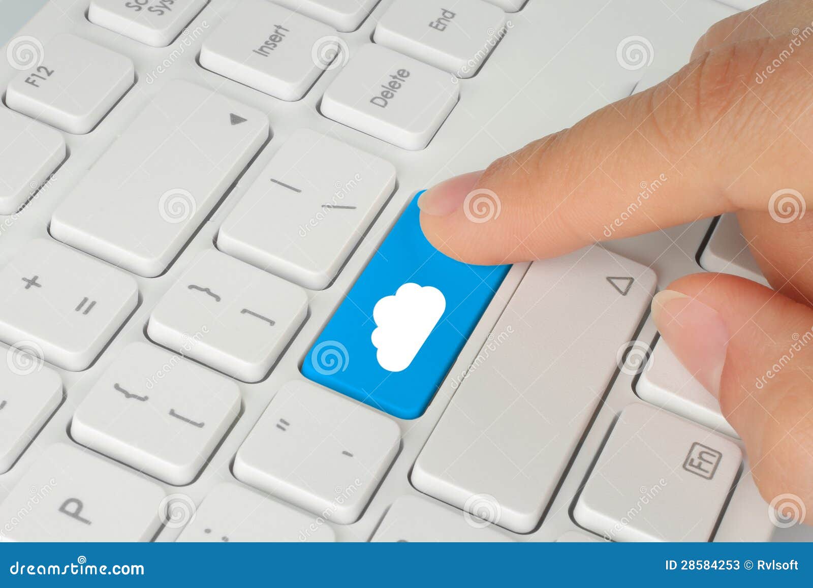 Hand Pushing Cloud Computing Button on Keyboard Stock Image - Image of ...
