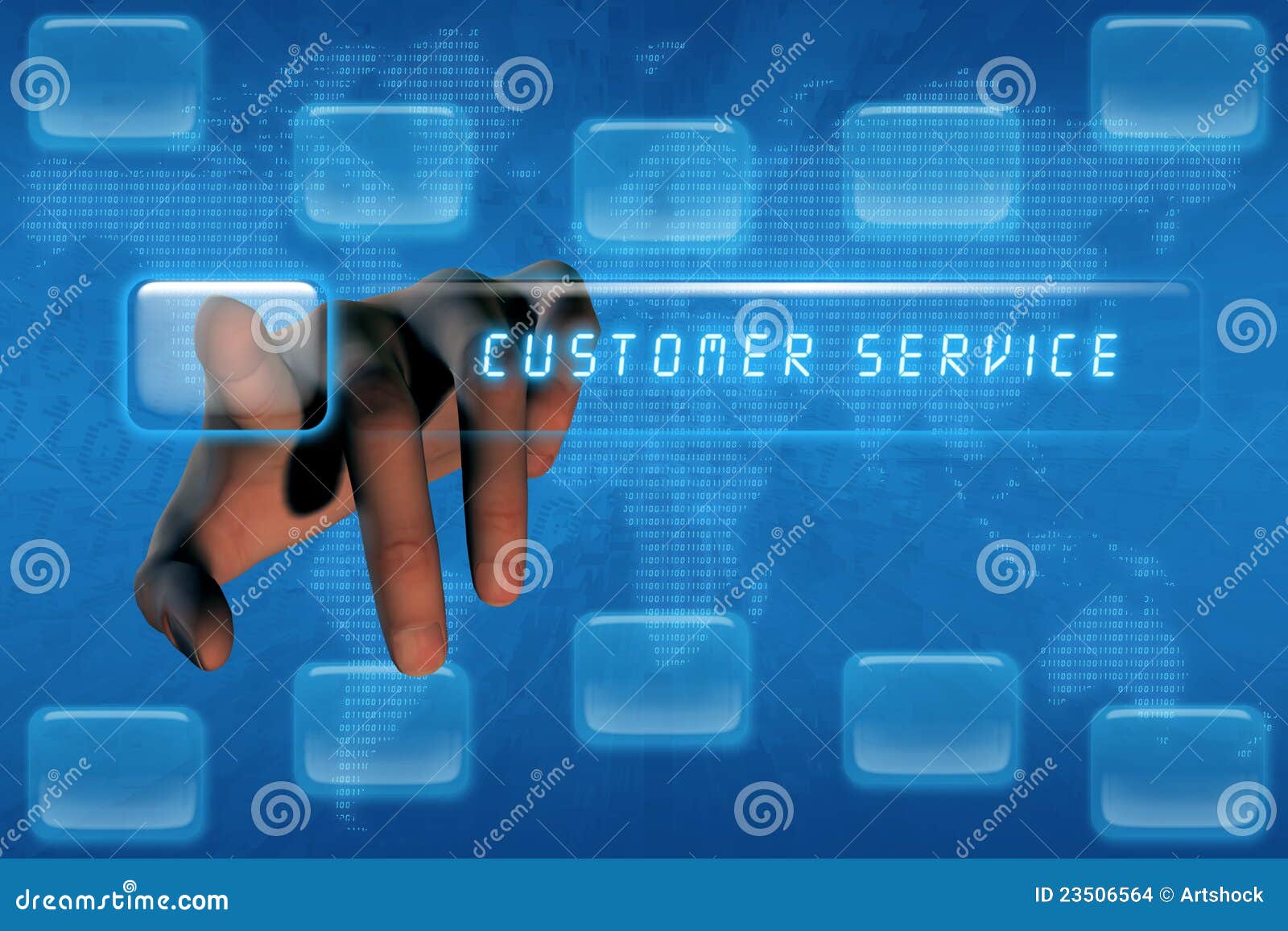 Hand Pushing Customer Service Button Stock Photo - Image of connection ...