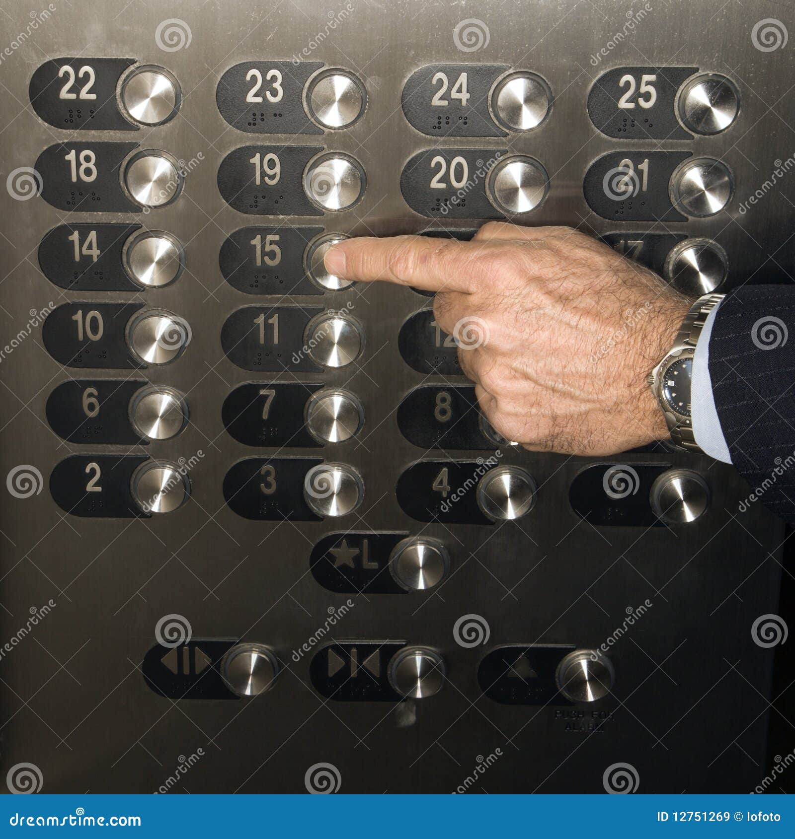 Elevator Button Down Floor G On Brick Texture Background. Stock ...