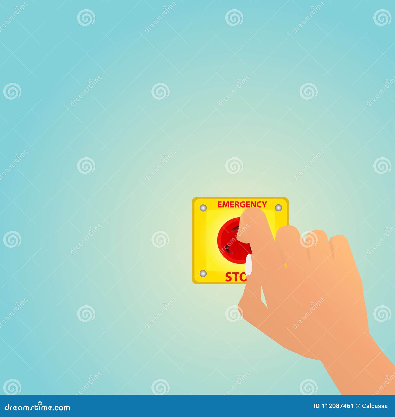 Hand Pushing on the Emergency Stop Button Stock Vector - Illustration ...