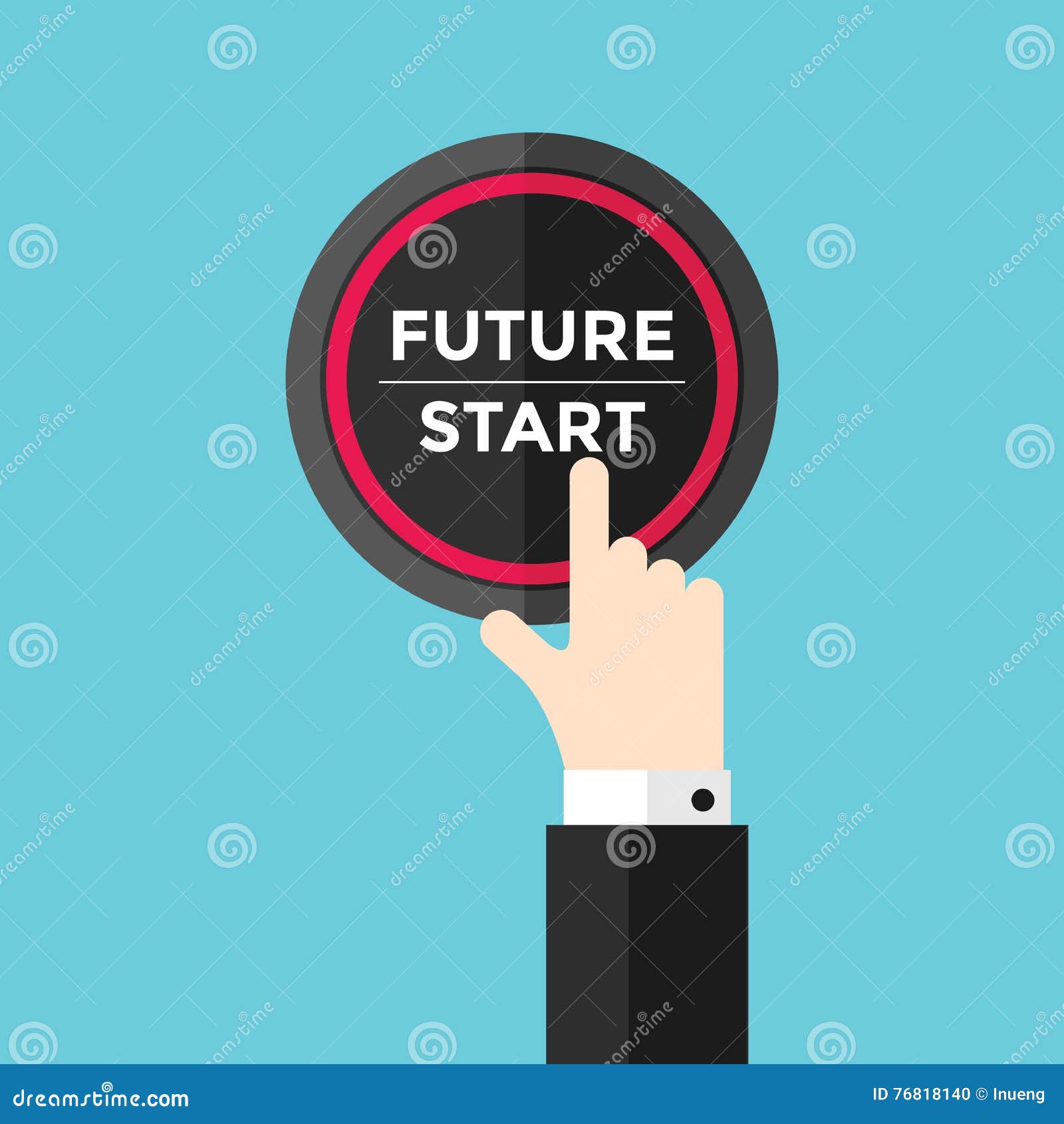 Hand Pushing Future and Start Button. Flat Style Stock Vector ...
