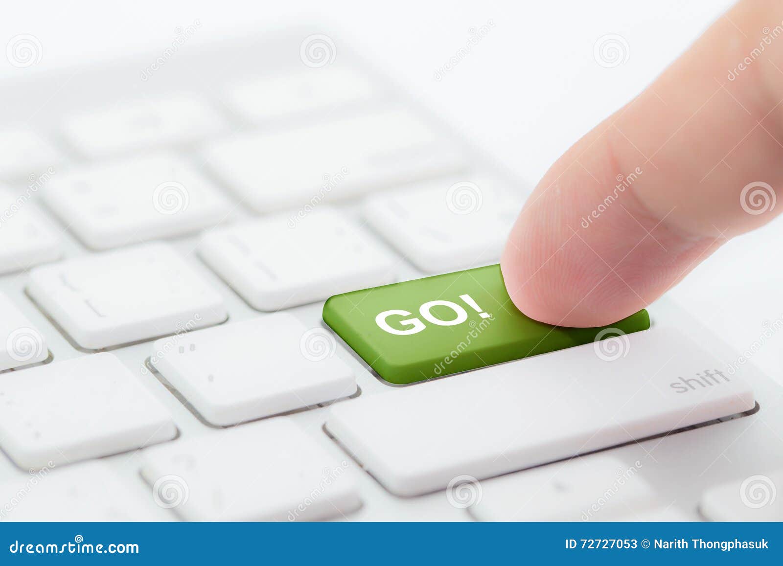Hand Pushing Go Green Button Stock Image - Image of finger, computer ...