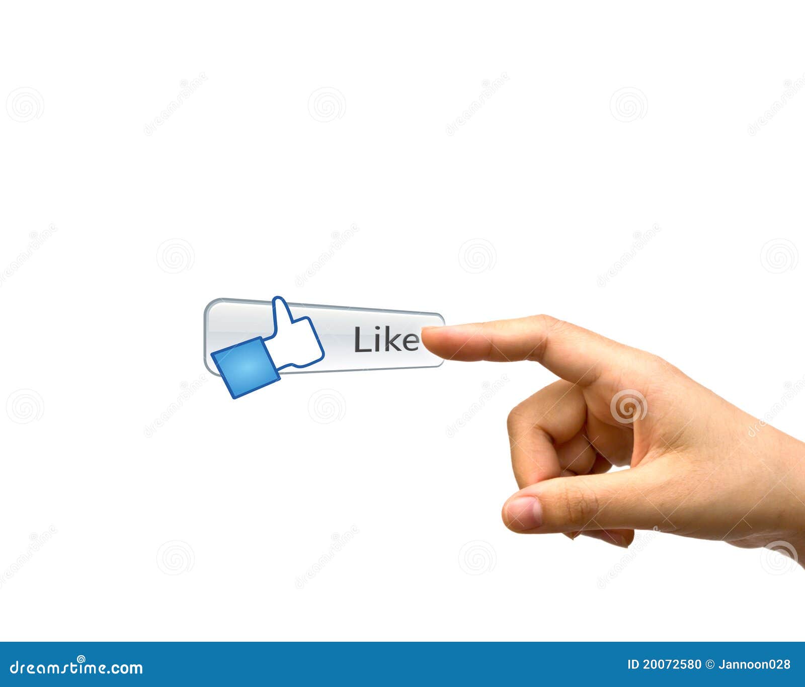 Hand pushing a Like button stock photo. Image of press - 20072580