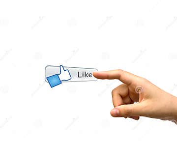 Hand pushing a Like button stock photo. Image of press - 20072580