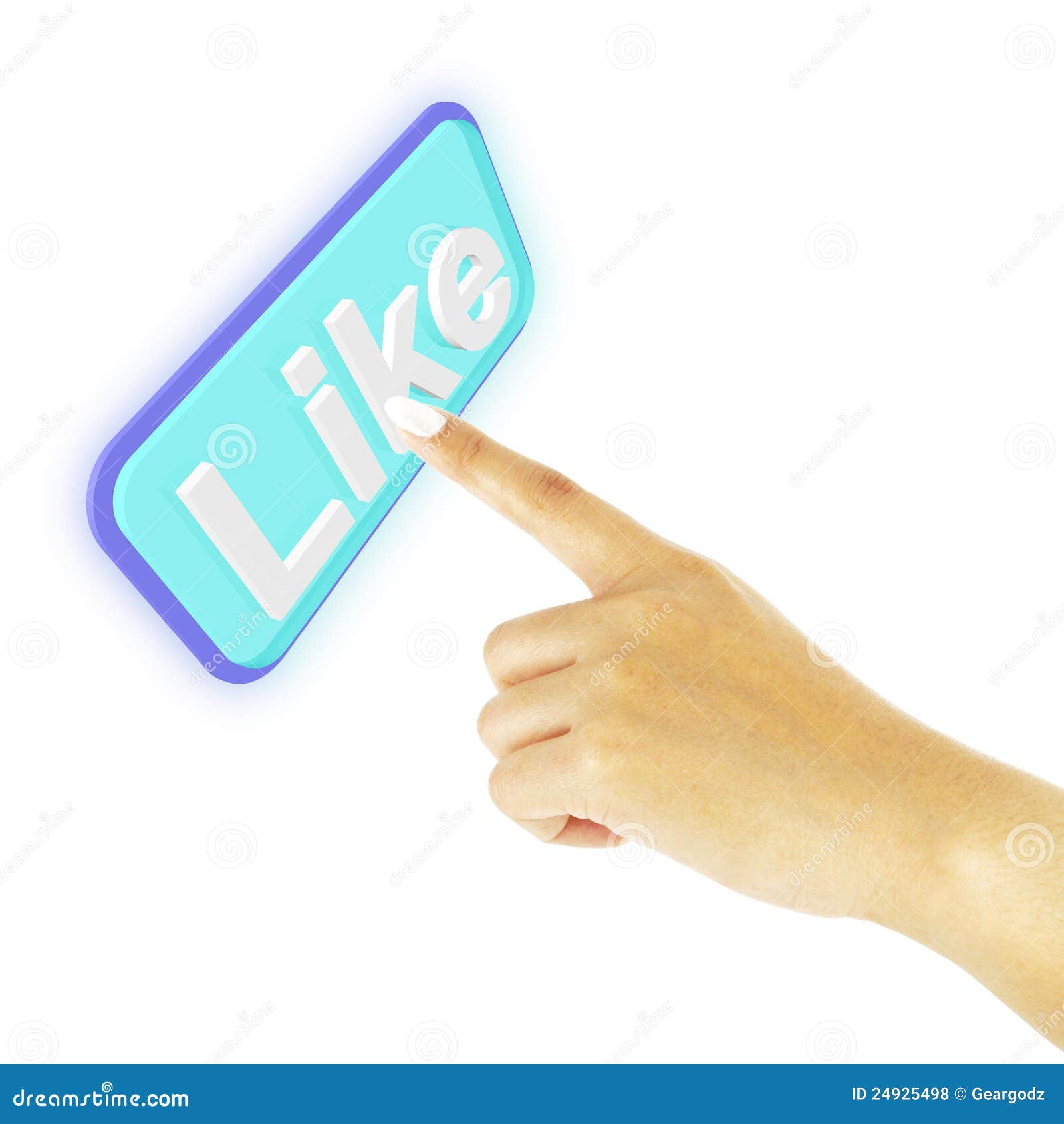 Hand Pushing Like Button on White Stock Illustration - Illustration of ...