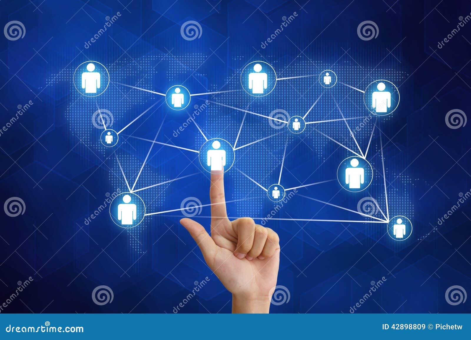 Hand Pushing Organization Networking Stock Image - Image of people ...