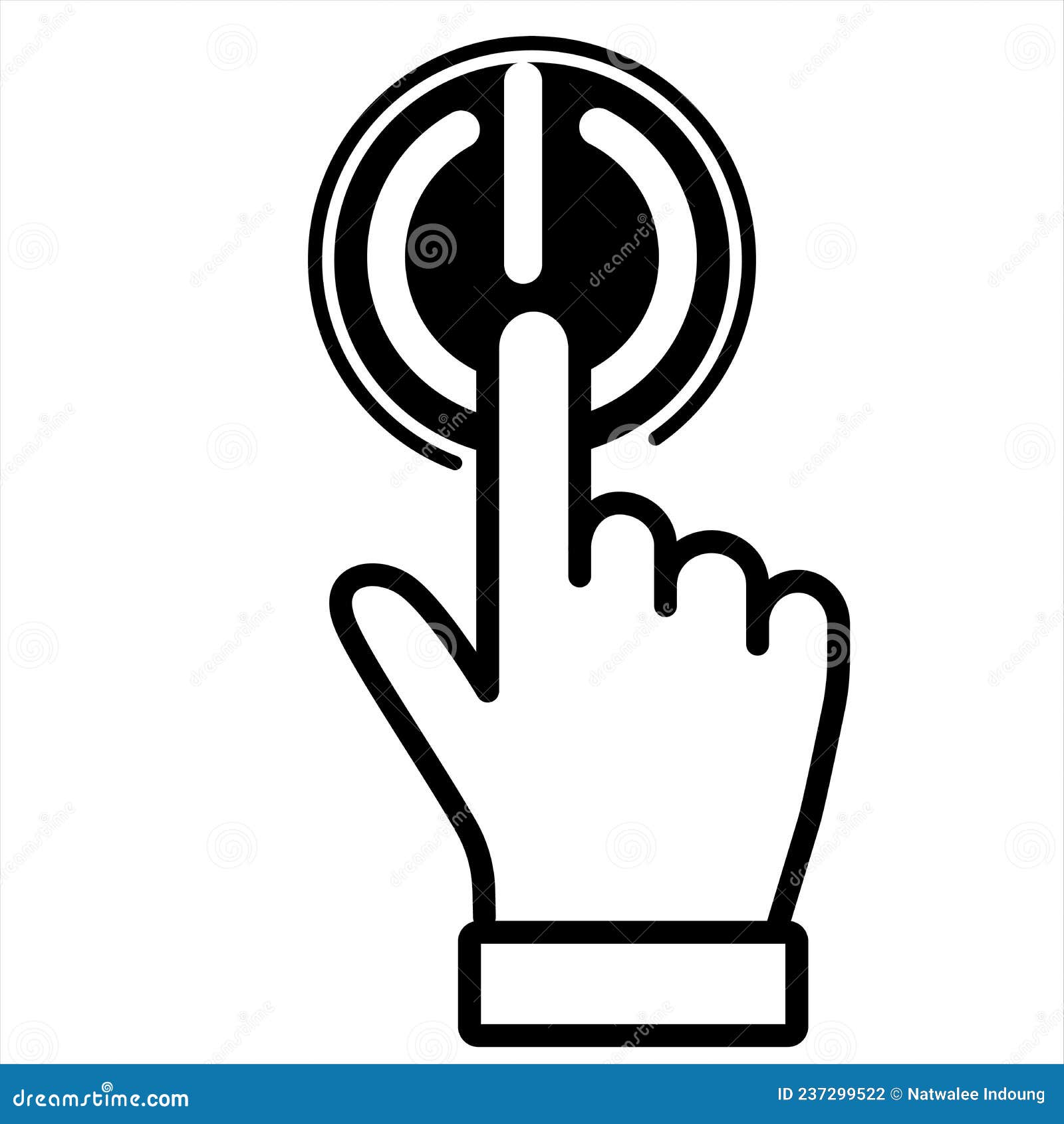 Hand Pushing Power Button Icon Stock Illustration - Illustration of ...