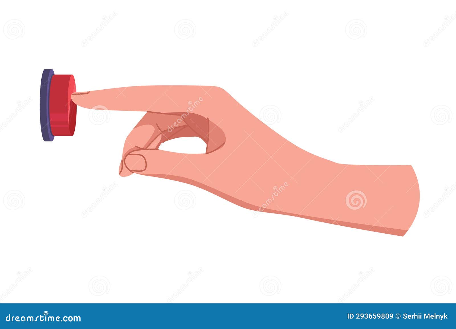 Hand Pushing and Pressing Button. Stock Vector - Illustration of ...