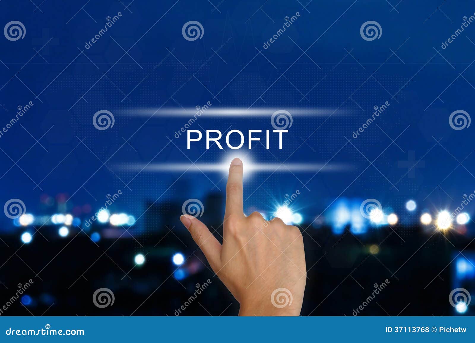 Hand Pushing Profit Button on Touch Screen Stock Photo - Image of ...