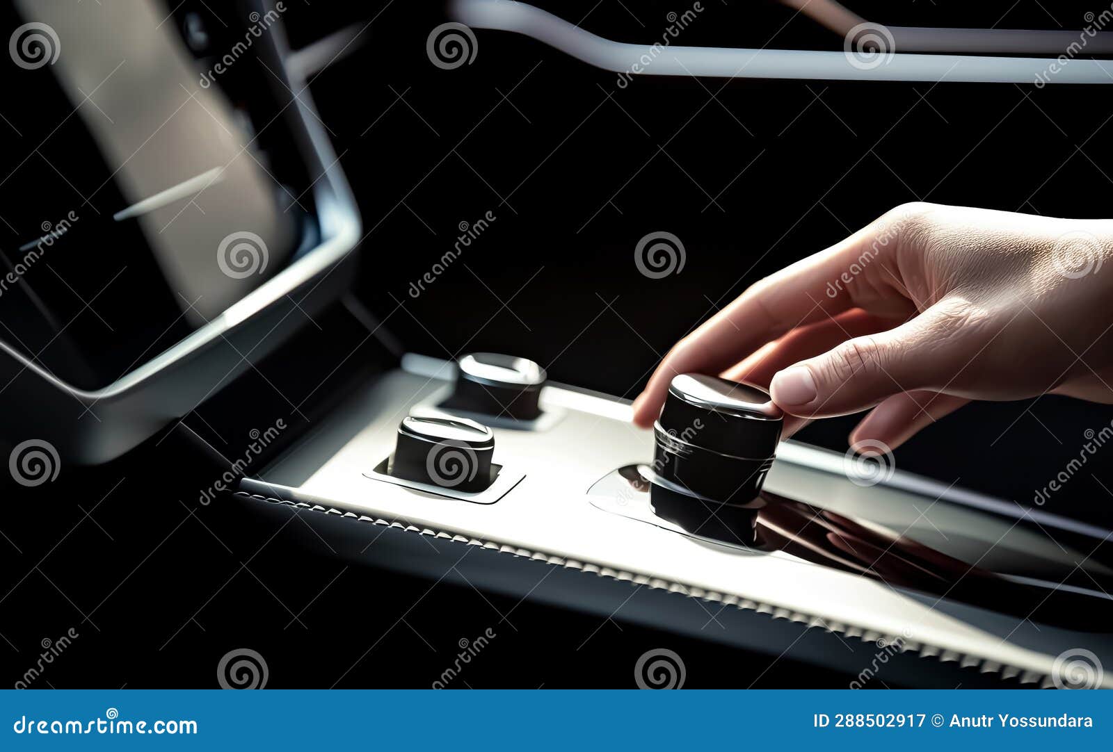 Hand Pushing on a Smart Start Button on Car Control Engine Ignition for ...