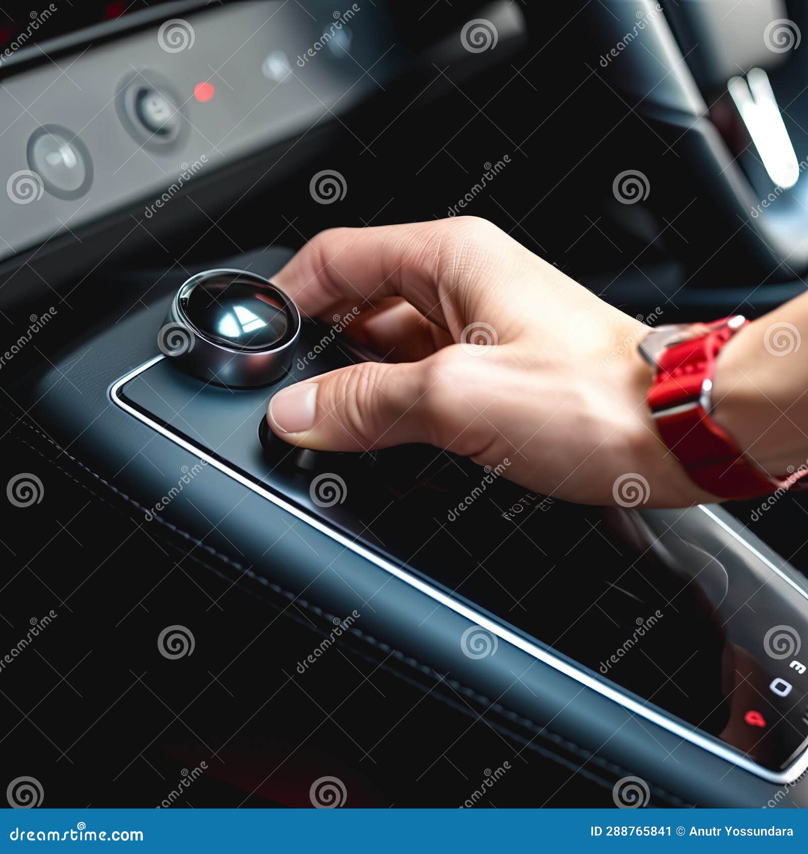 Hand Pushing on a Smart Start Button on Car Control Engine Ignition for ...