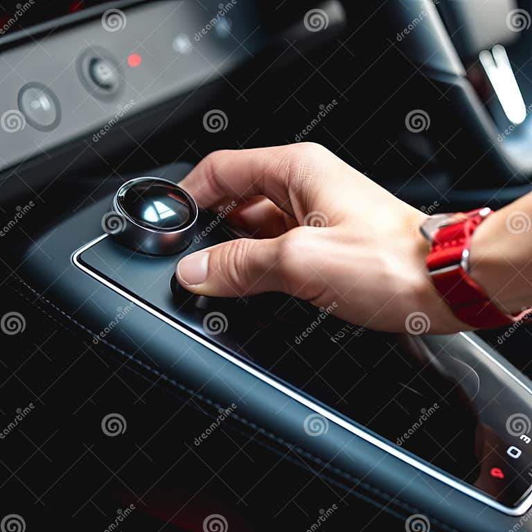 Hand Pushing on a Smart Start Button on Car Control Engine Ignition for ...
