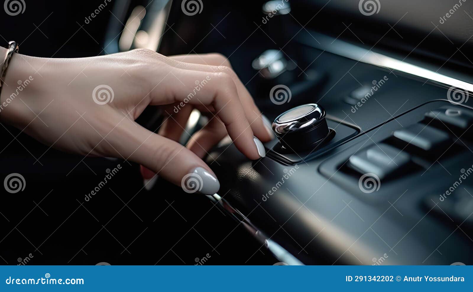 Hand Pushing on a Smart Start Button on Car Control Engine Ignition for ...
