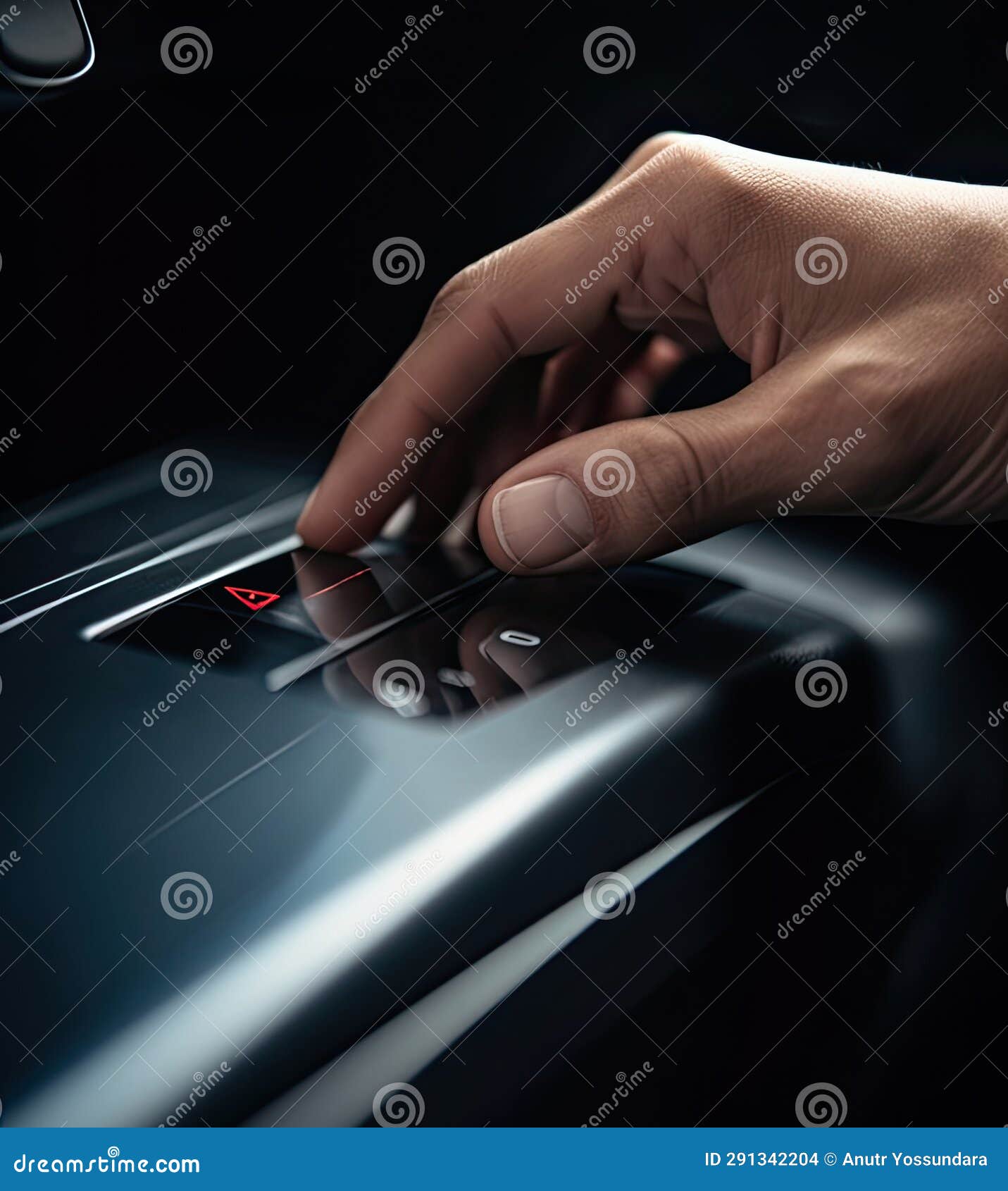 Hand Pushing on a Smart Start Button on Car Control Engine Ignition for ...