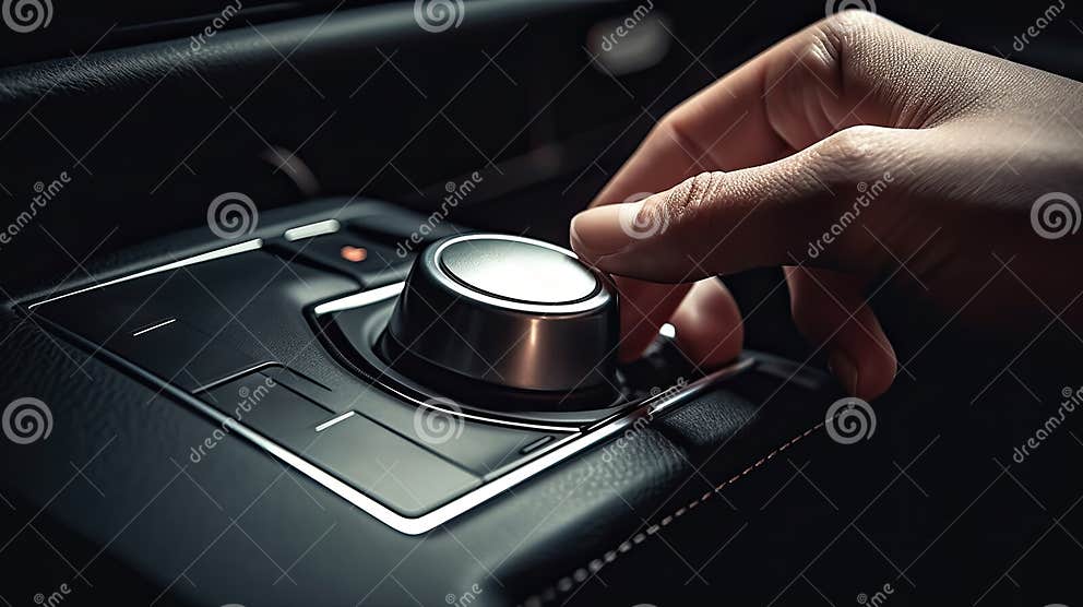Hand Pushing on a Smart Start Button on Car Control Engine Ignition for ...