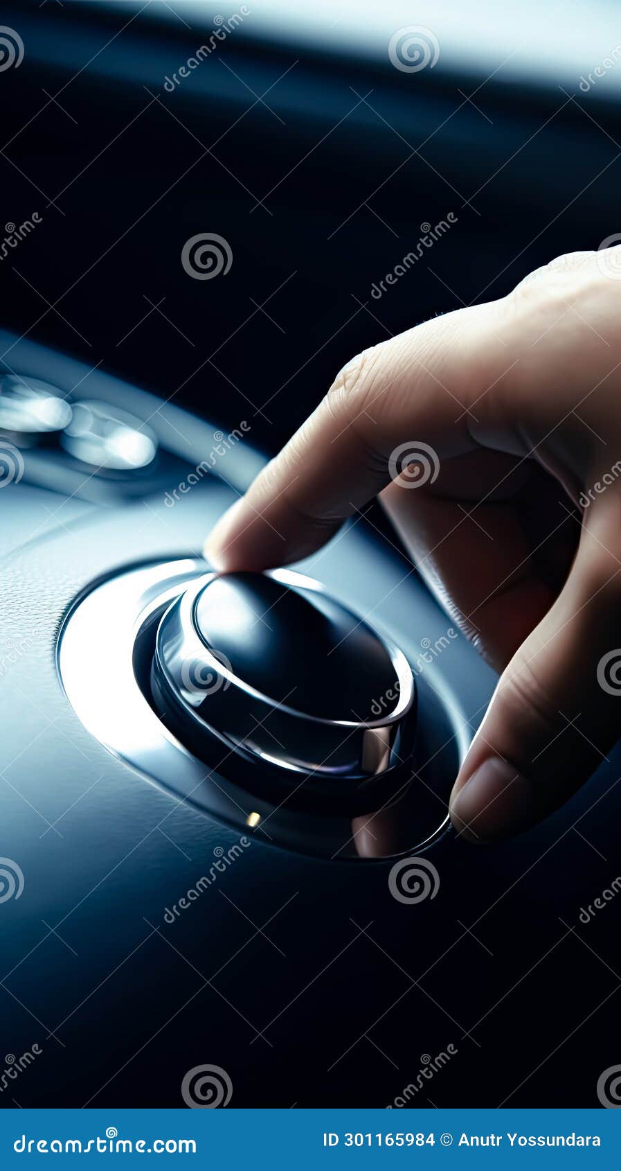 Hand Pushing on a Smart Start Button on Car Control Engine Ignition for ...