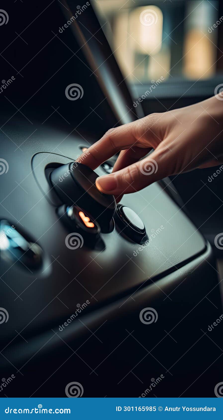 Hand Pushing on a Smart Start Button on Car Control Engine Ignition for ...