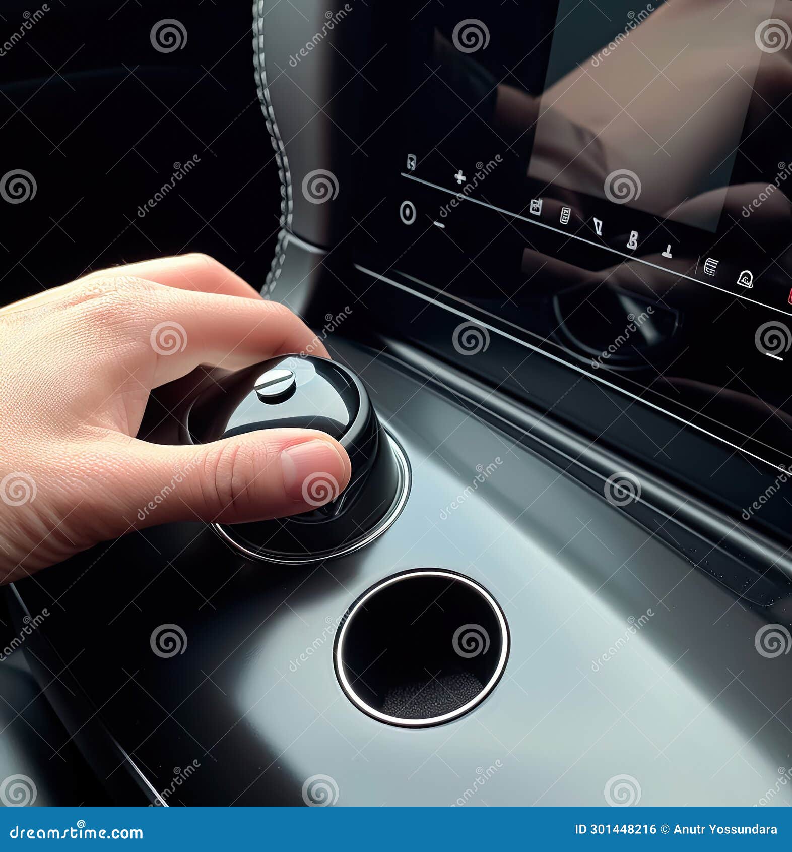 Hand Pushing on a Smart Start Button on Car Control Engine Ignition for ...