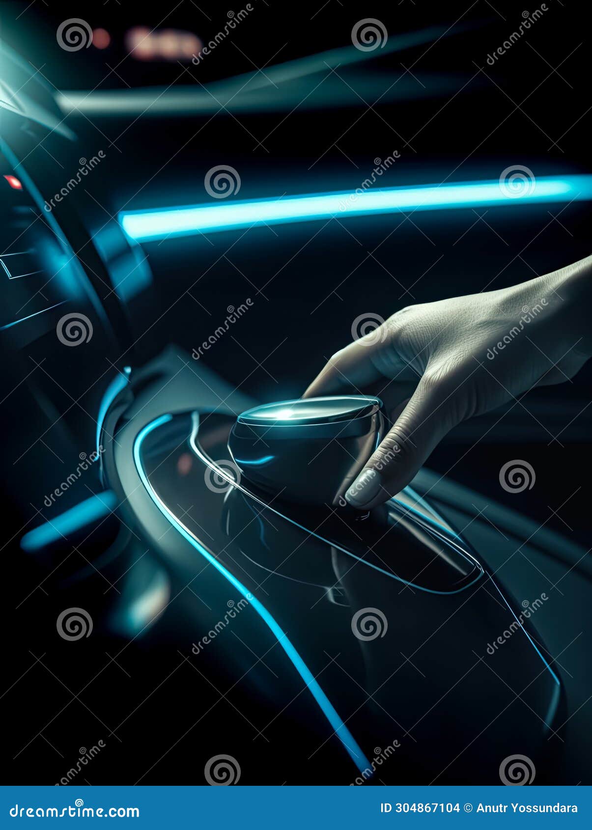 Hand Pushing on a Smart Start Button on Car Control Engine Ignition for ...