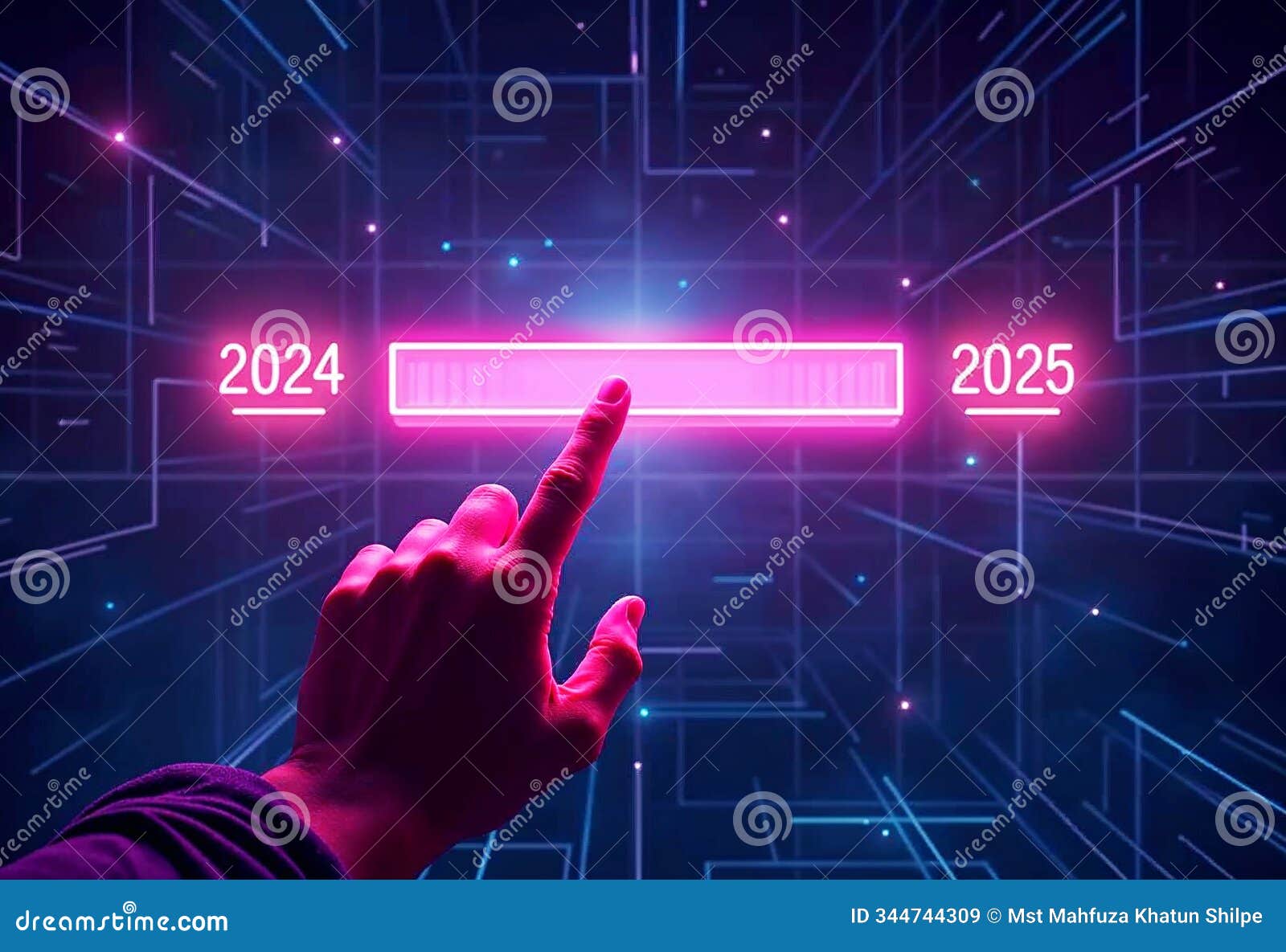 Hand Pushing 2024 To 2025 Button on Futuristic Interface Stock ...