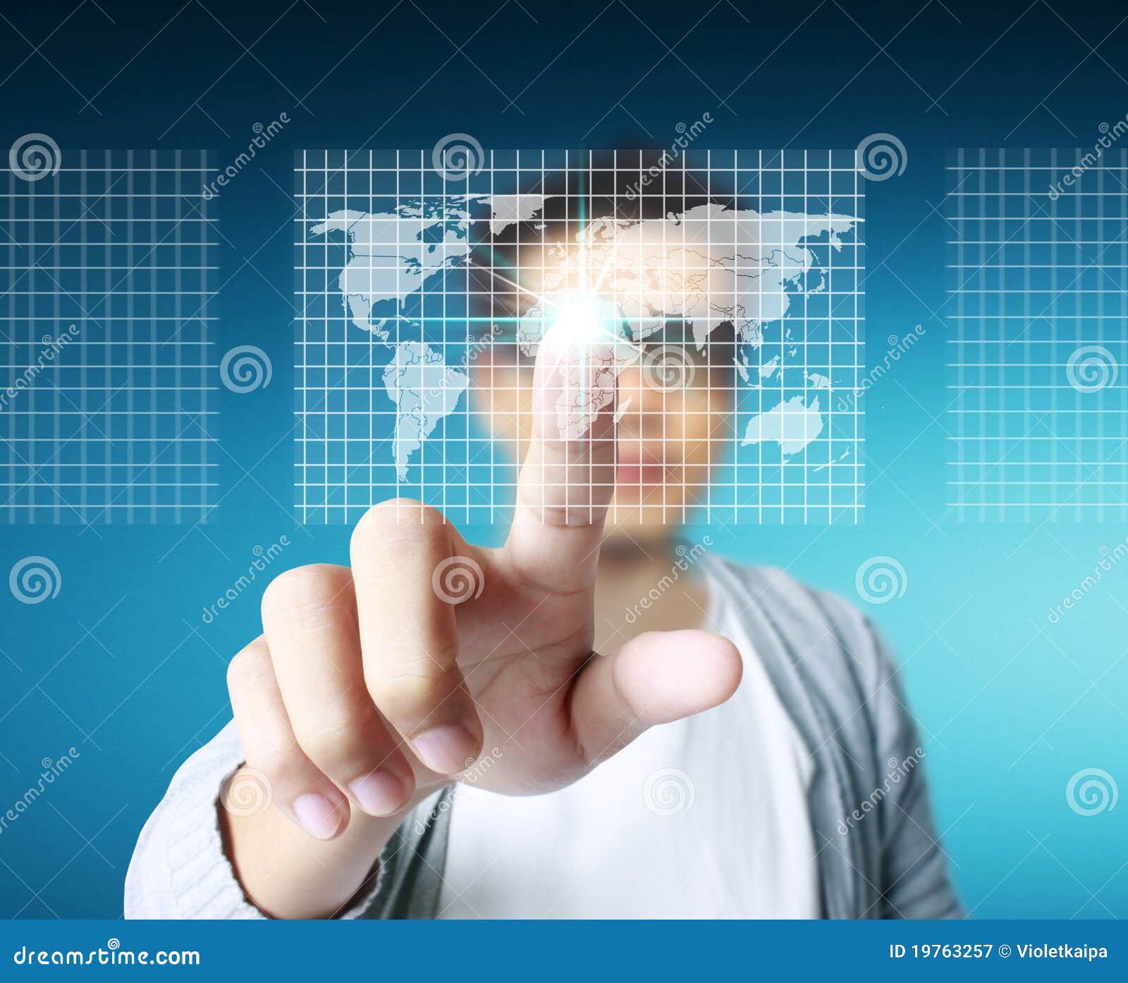 Hand pushing on a touch stock image. Image of multimedia - 19763257