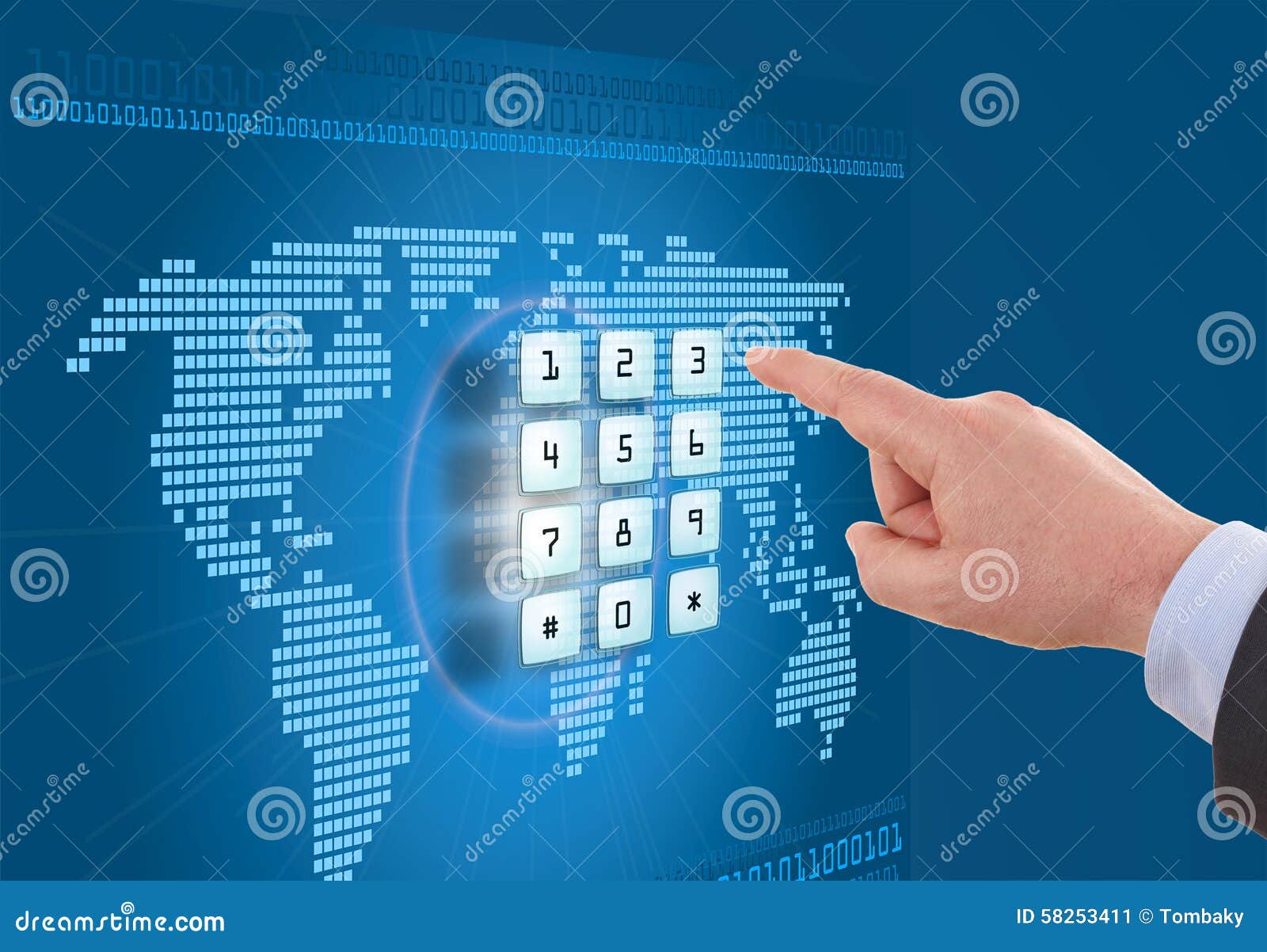 Hand Pushing Touch Screen Buttons Stock Illustration - Illustration of ...