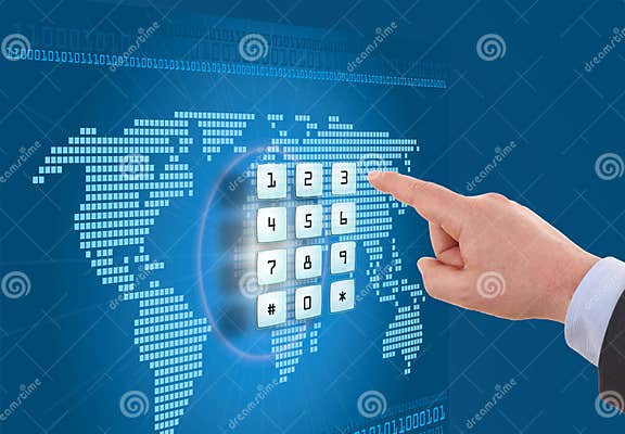 Hand Pushing Touch Screen Buttons Stock Illustration - Illustration of ...
