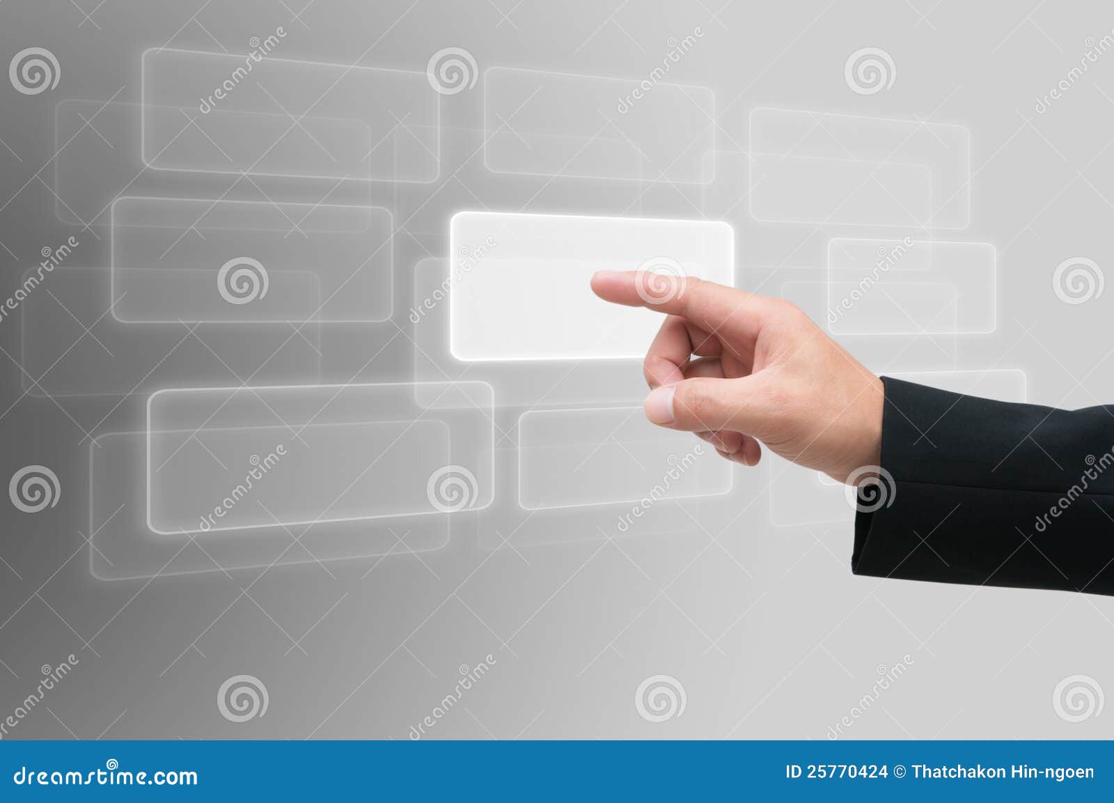 Hand Pushing on a Touch Screen Interface Stock Photo - Image of choice ...