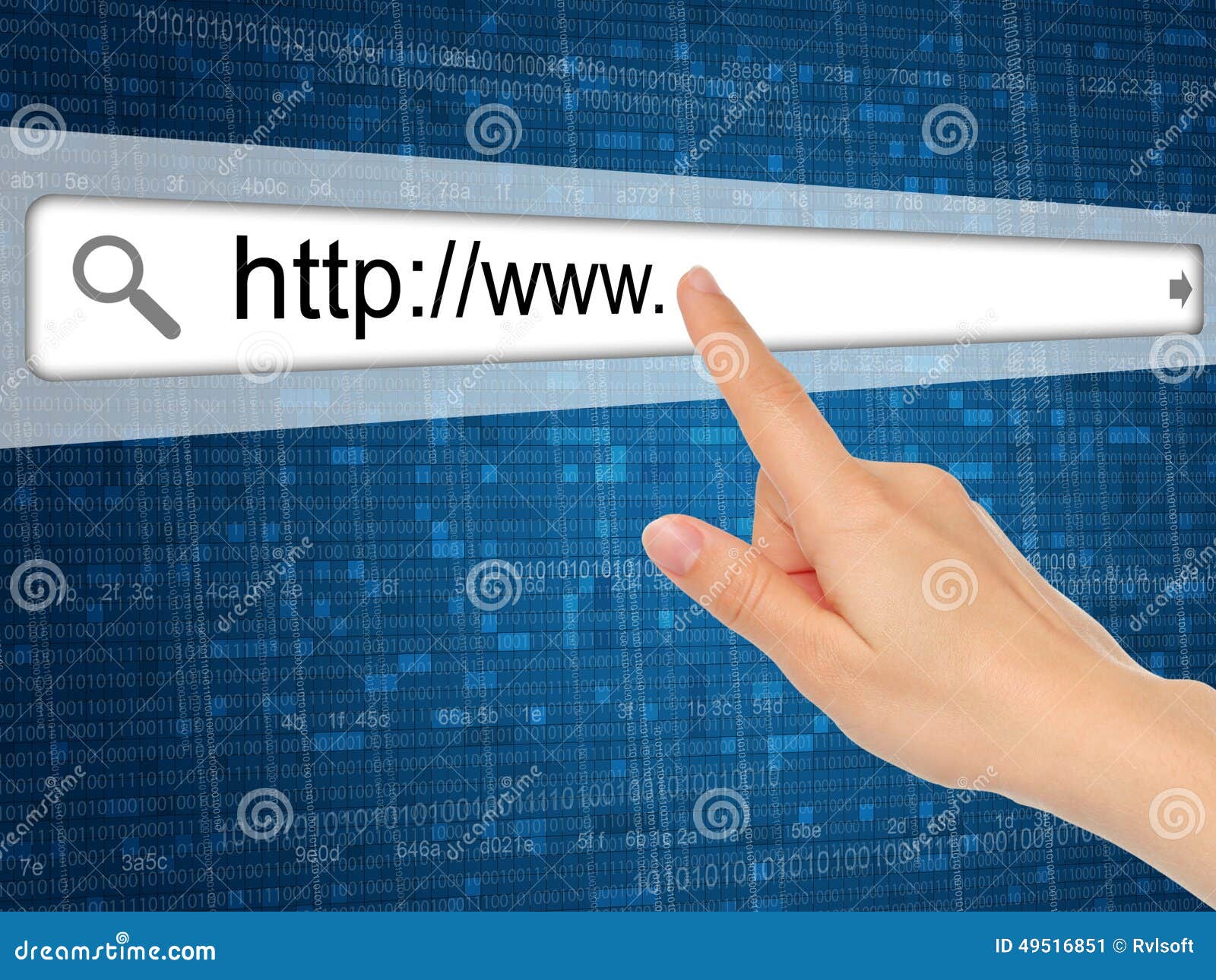 Hand Pushing Virtual Search Bar on Digital Background Stock Image ...
