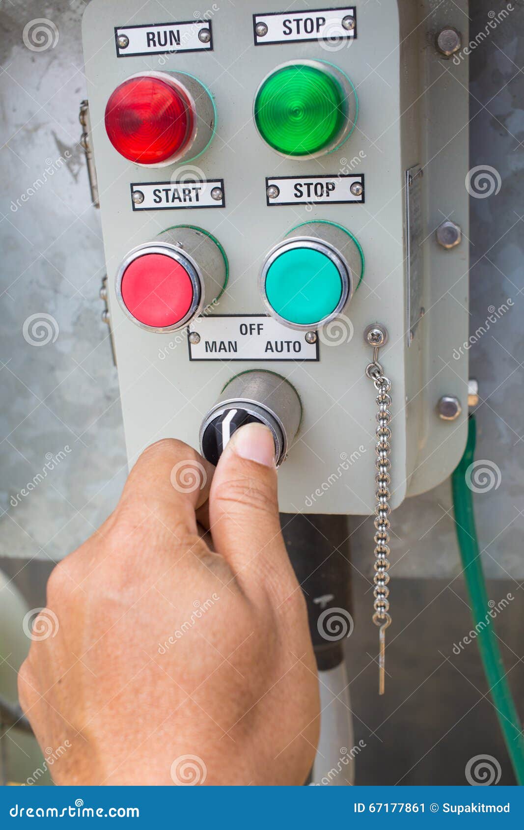 Hand Put Button Switch To Control Box Stock Image - Image of breaker ...