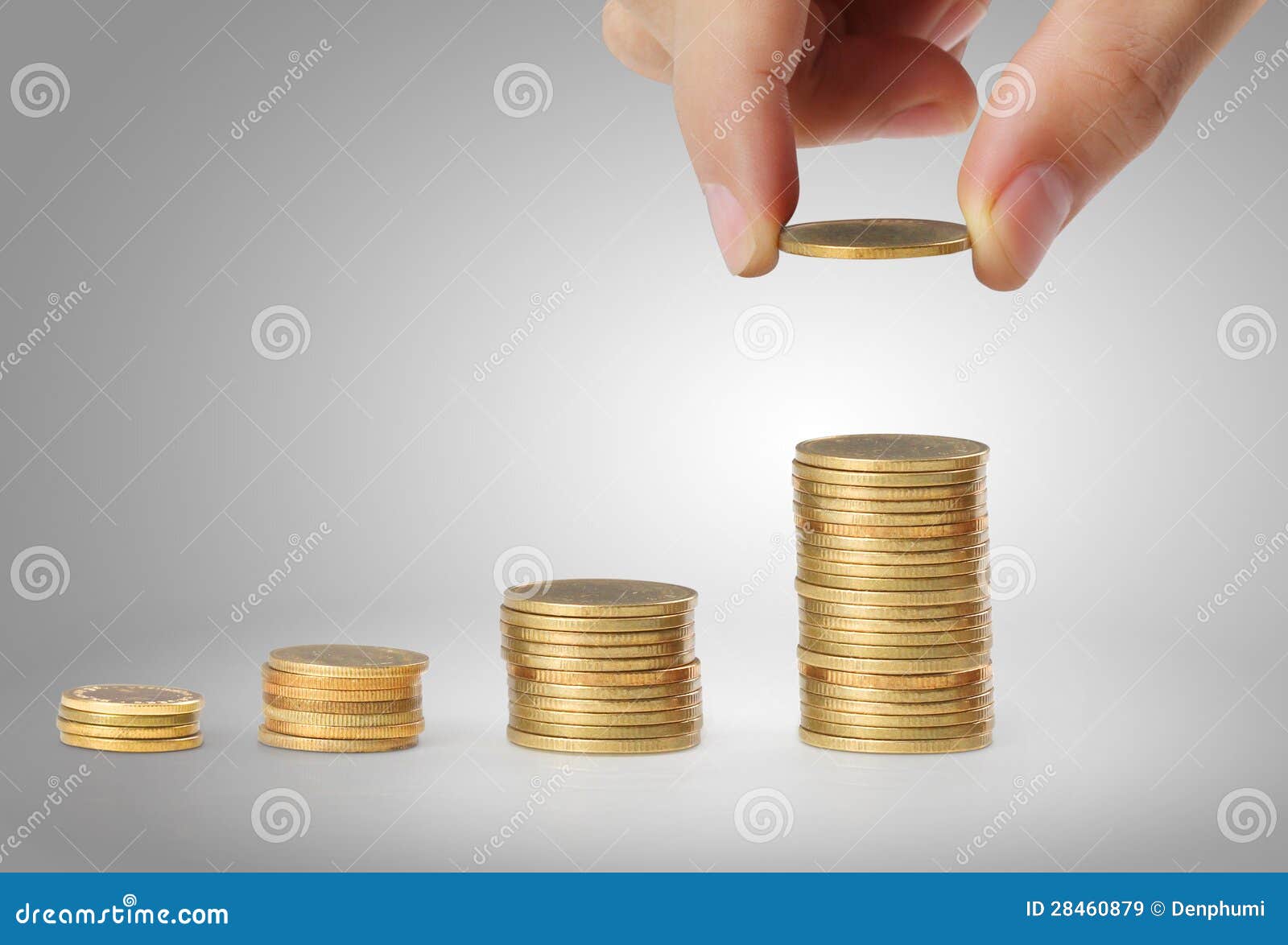 Hand put coin to money stock illustration. Illustration of money - 28460879