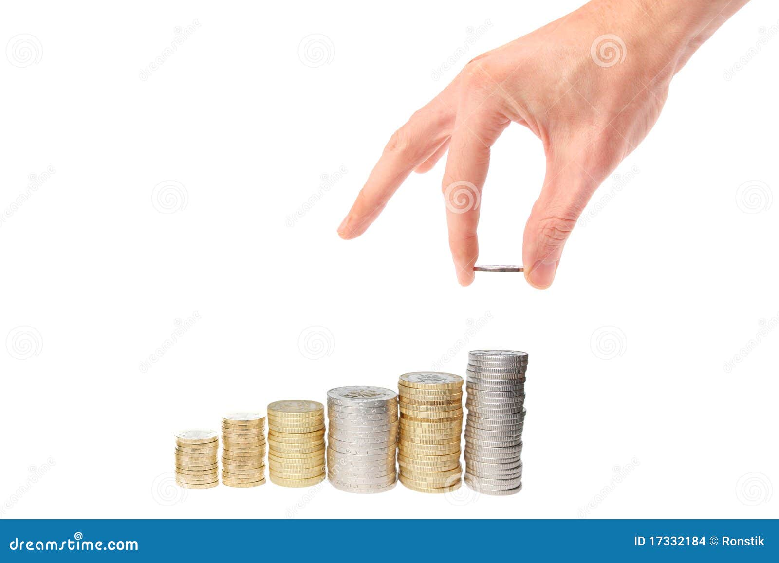 Hand Put Coin To Money Staircase Stock Photo - Image of financial ...