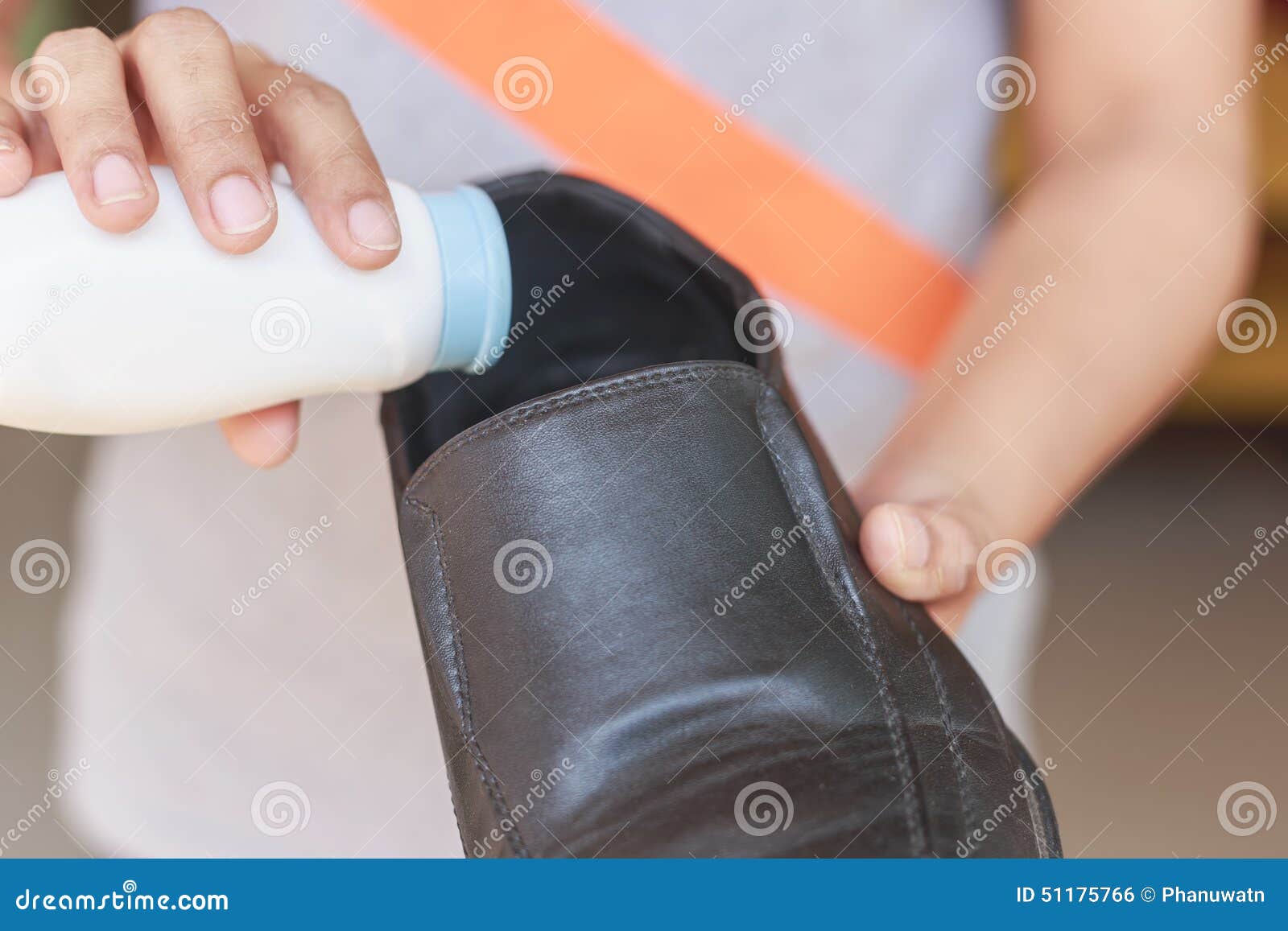 Hand Put Powder To a Shoe, Odor Stop Stock Photo - Image of person ...
