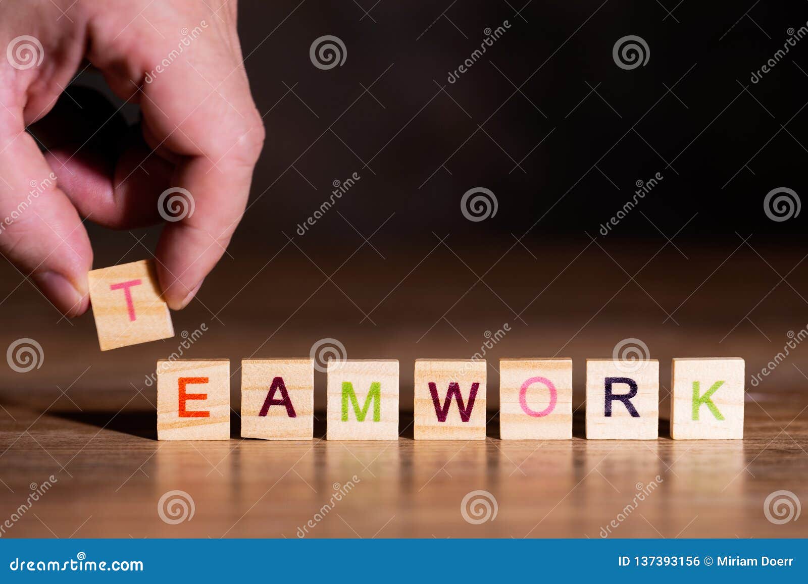 Wooden Blocks with Letters in a Row, Word Teamwork Stock Photo - Image ...