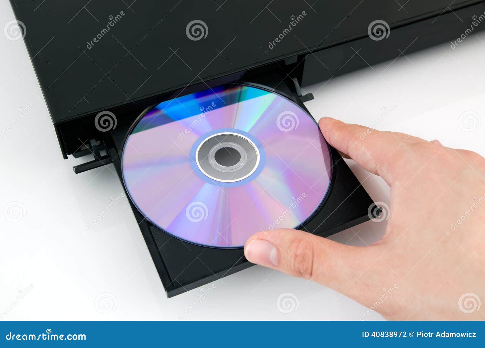 Hand Puts the Disc into the CD Player Stock Photo - Image of eject ...