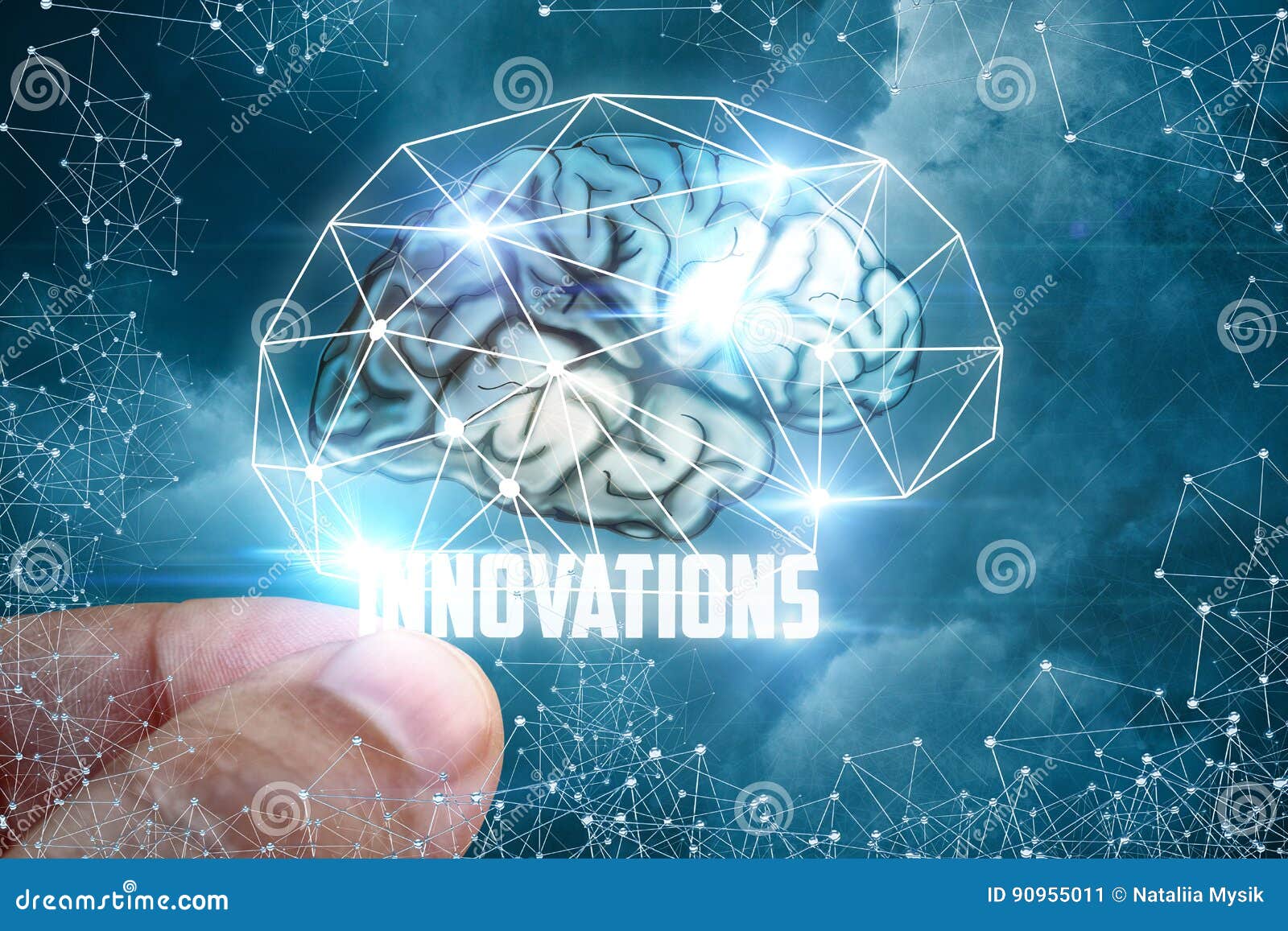 Hand Puts Innovations in Brain. Stock Image - Image of concept ...