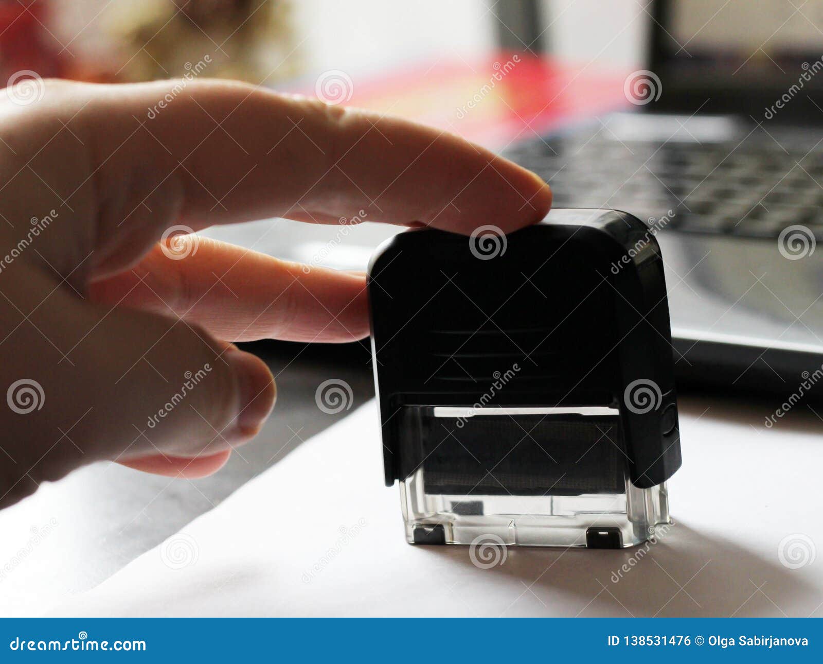Hand Puts a Stamp on the Document Stock Photo - Image of contract ...